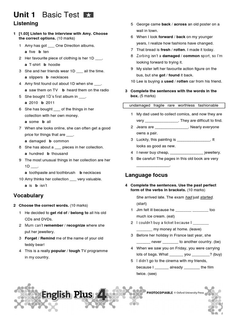 Unit 1 Basic Test | PDF