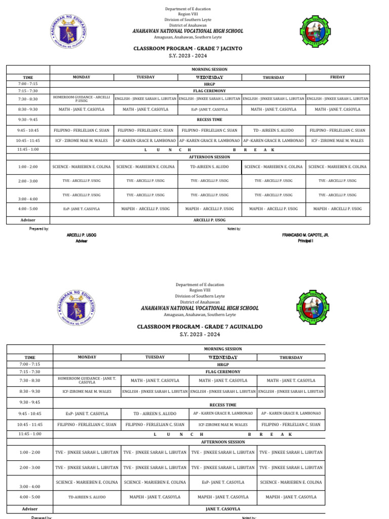 Class Program 2023 2024 | PDF | Philippines