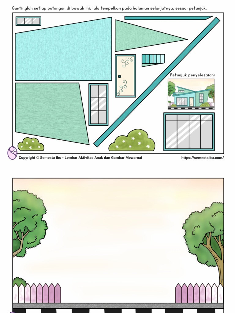 Gunting Tempel - Rumah 2D - Hijau Biru | PDF