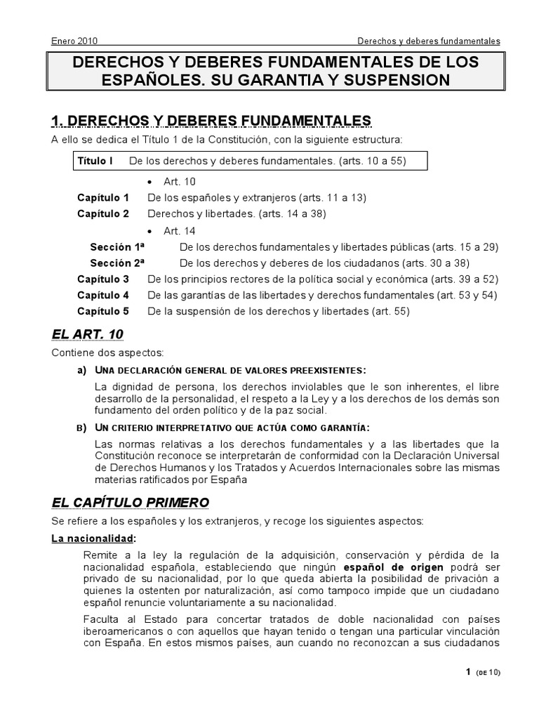 Derechos y Deberes Fundamentales en España | PDF | Derechos | Nacionalidad