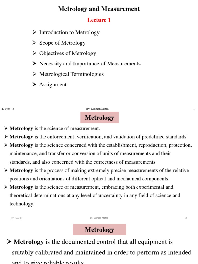 Lecture 1 | PDF | Metrology | Measurement
