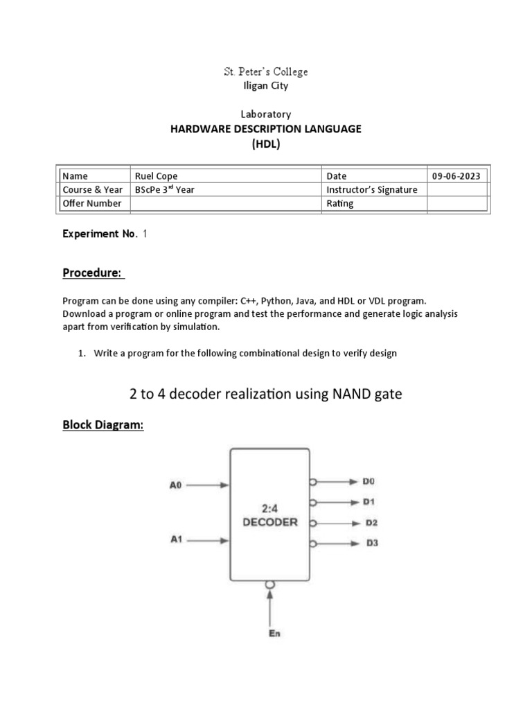 Hdl Lab No 1 Pdf 
