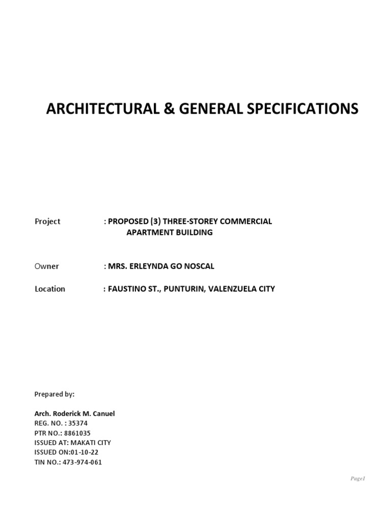 PR2022-05 Architectural General Specifications | PDF | Concrete | Plumbing