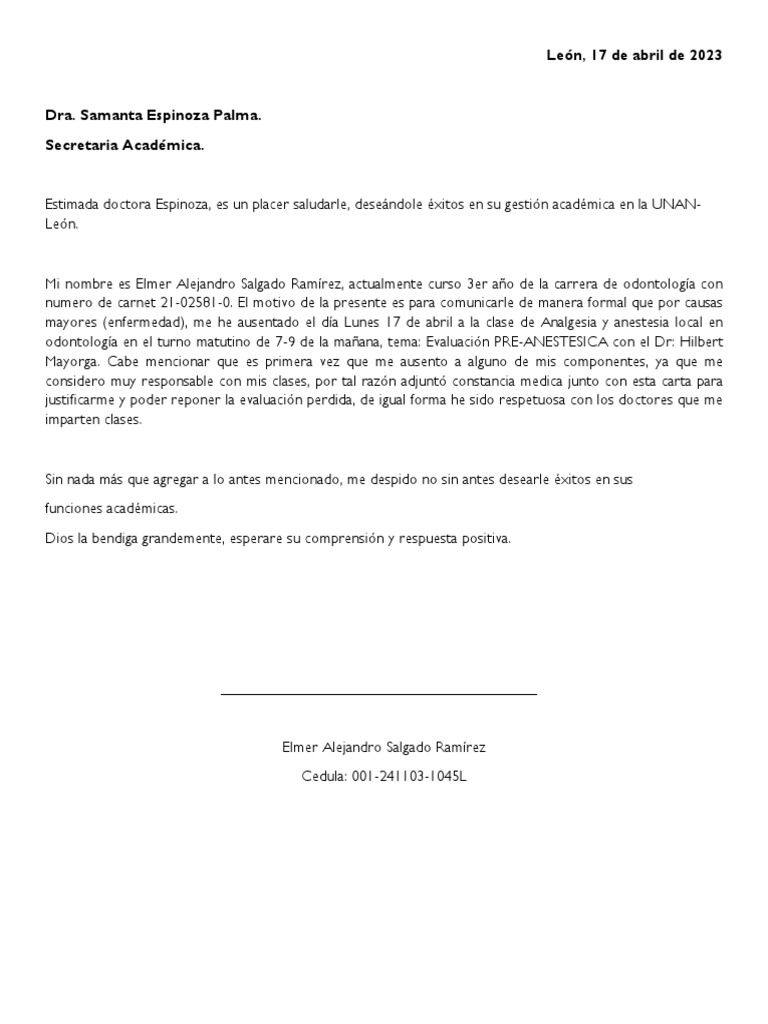 Carta de Justificacion | PDF