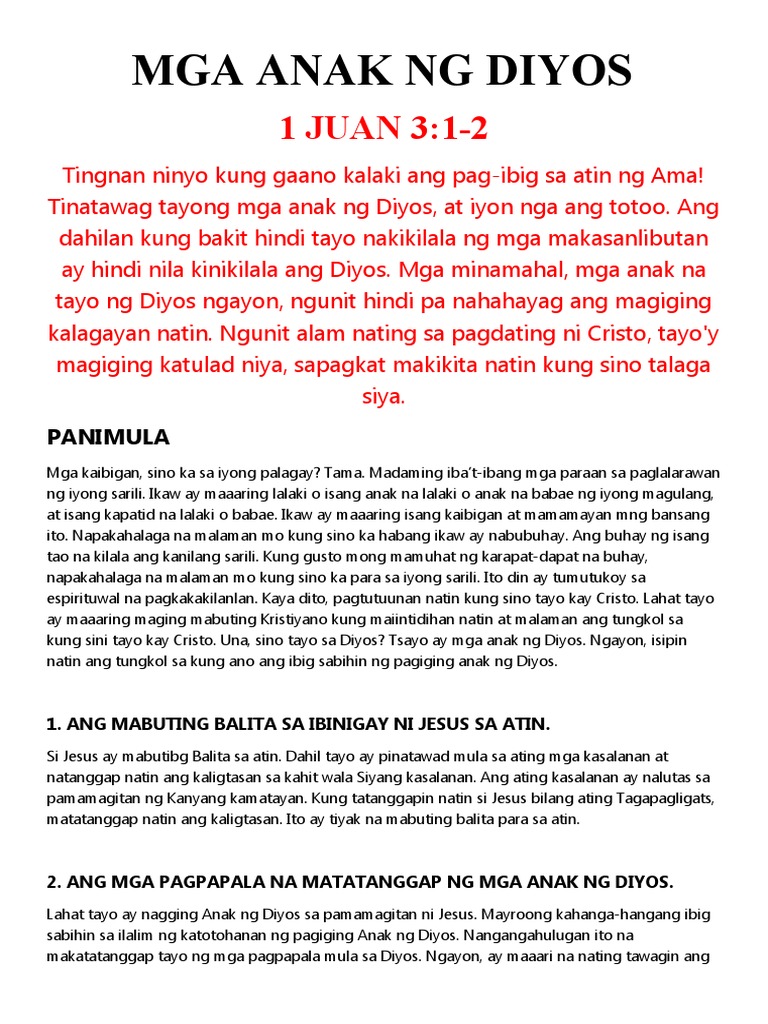 Mga Anak NG Diyos | PDF