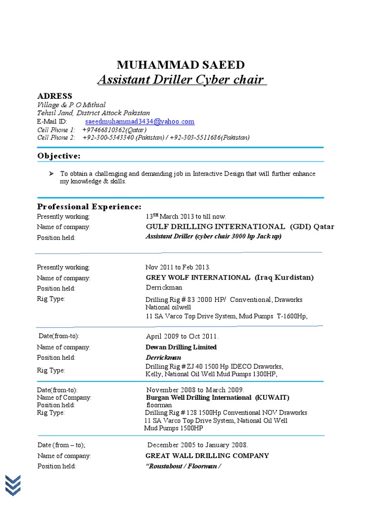 Assistant Driller Profile - Grey Wolf International | PDF | Safety ...