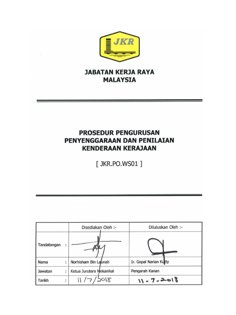 JKR - Po.ws01 Sop - Aset Kerajaan JKR | PDF