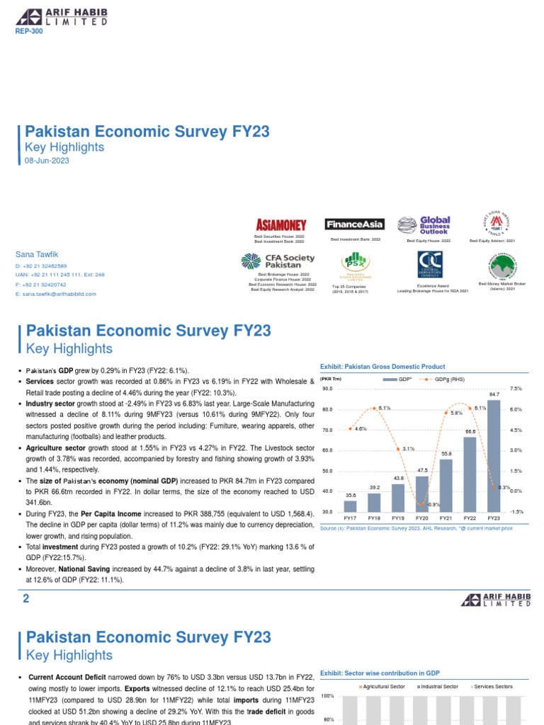 Pakistan Economic Survey FY23: Key Highlights | PDF | Financial Analyst ...