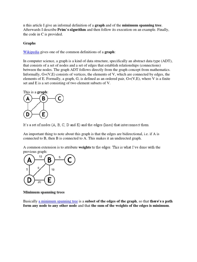 Prims Algorithms Pdf Combinatorics Algorithms And Data Structures