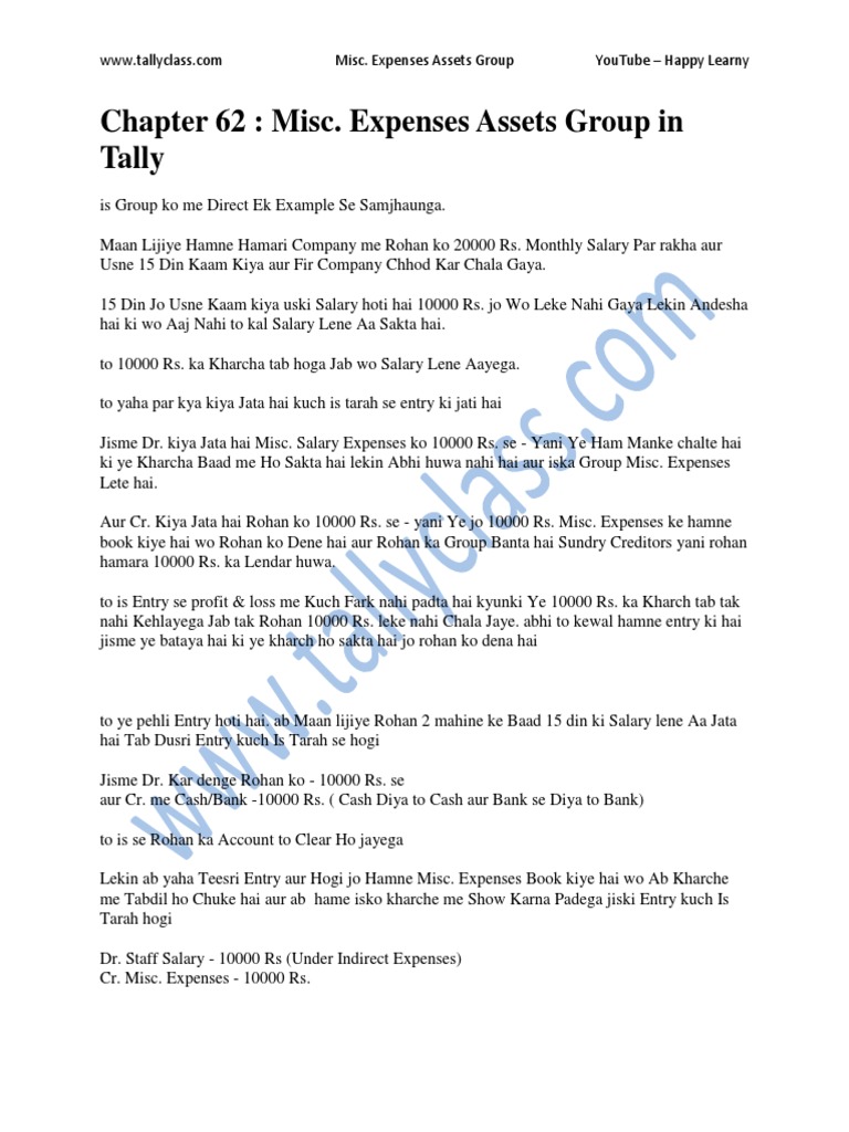 Misc. Expenses Assets | PDF