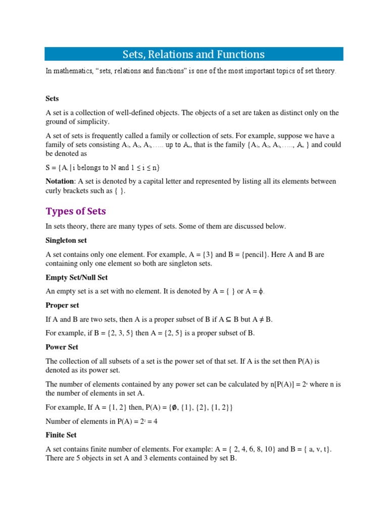 Module 2 - Sets, Function and Relation | PDF | Set (Mathematics) | Function (Mathematics)
