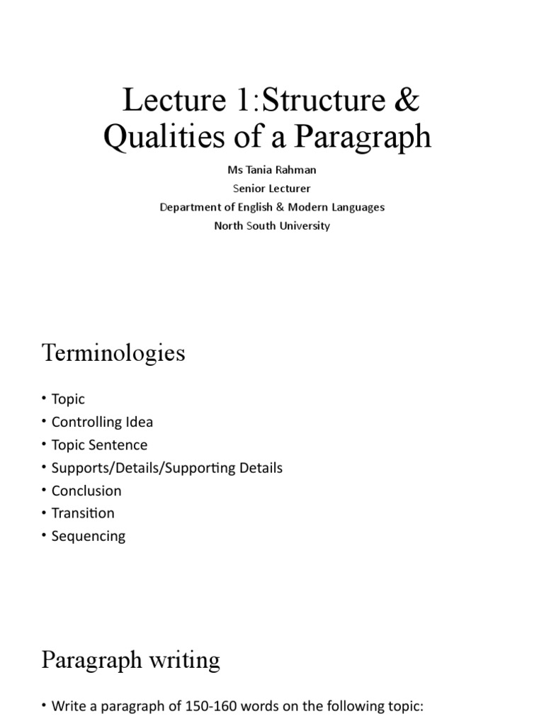 Paragraph Structure | Download Free PDF | Paragraph | Syntax