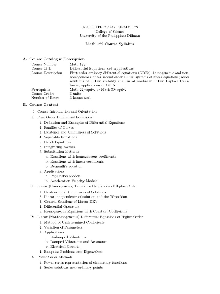 Math 122 | Download Free PDF | Ordinary Differential Equation ...