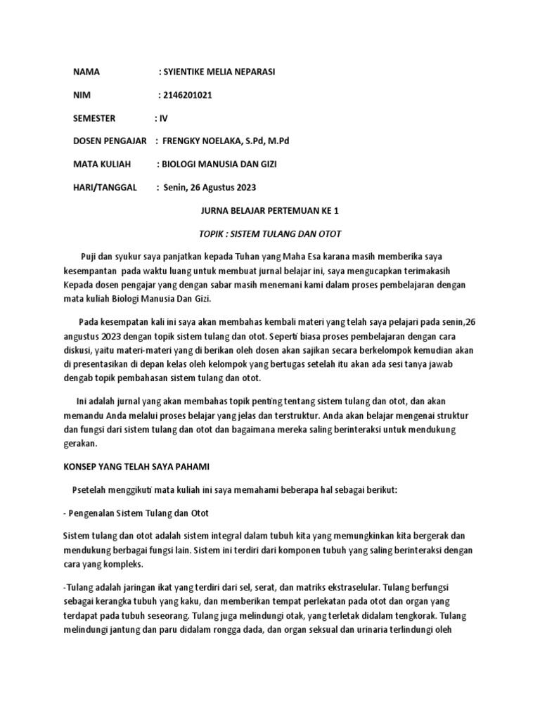 Jurnal Belajar Bio Manusia Dan Gizi | PDF | Kesehatan Holistik | Sains & Matematika