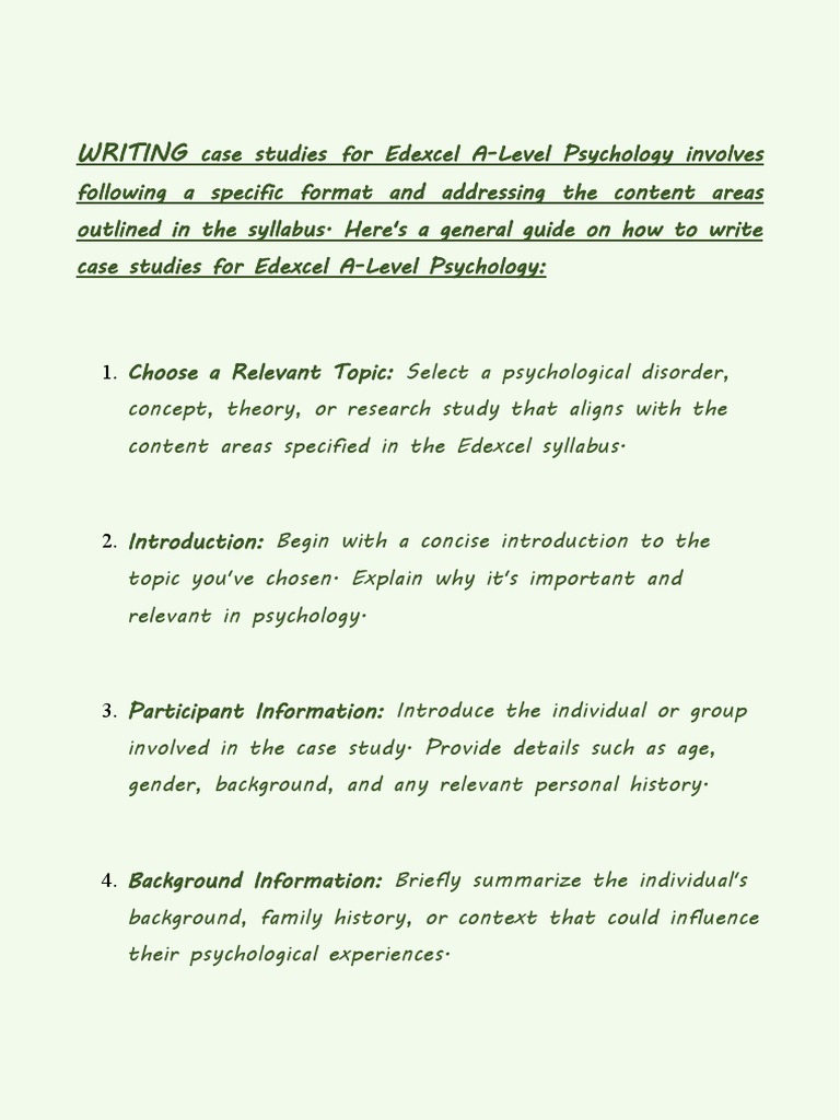 A-Level Case Study Guide Psychology | PDF | Psychology | Concept