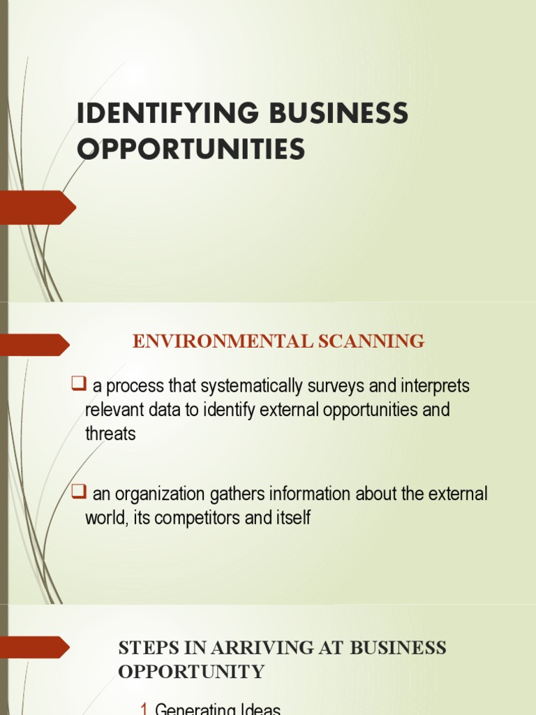 Steps for Identifying Business Opportunities | PDF | Business ...