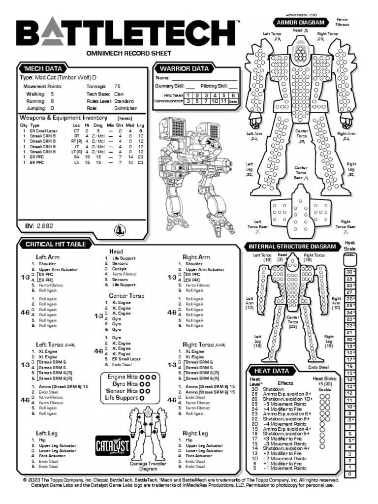 Mad Cat (Timber Wolf) D | PDF | Battle Tech