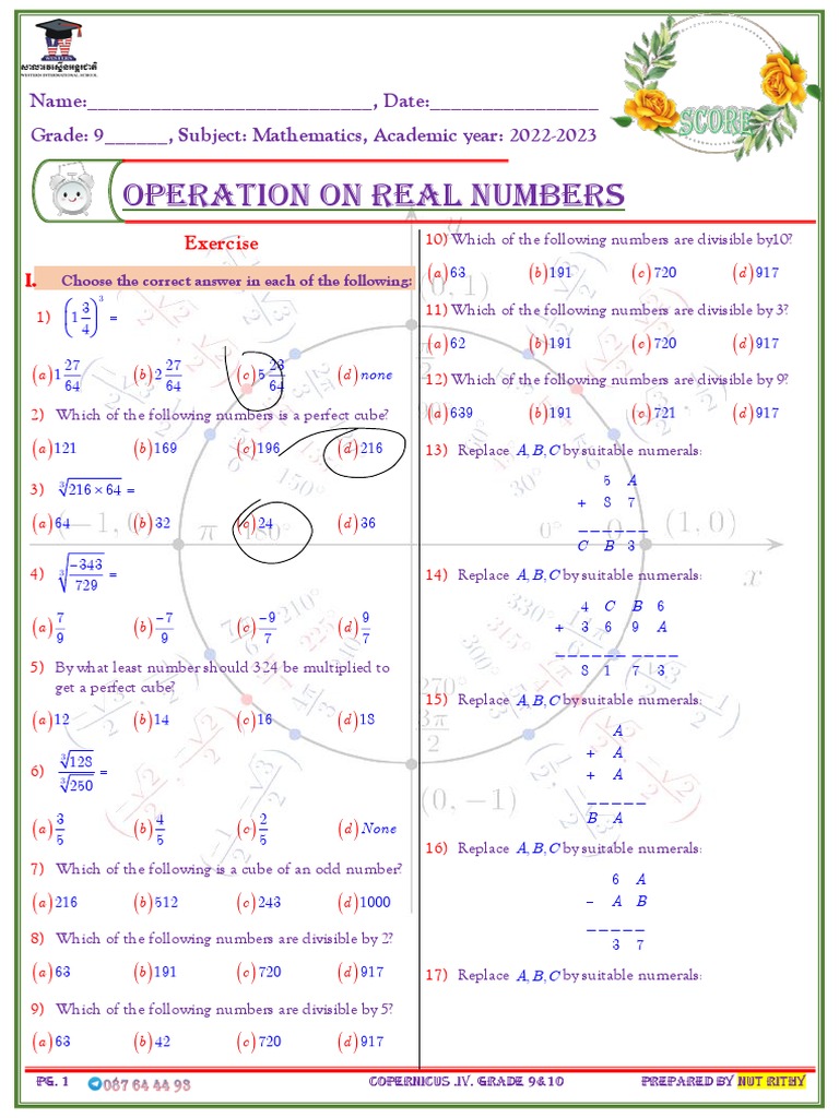 Operation On Real Number | PDF | Arithmetic | Abstract Algebra