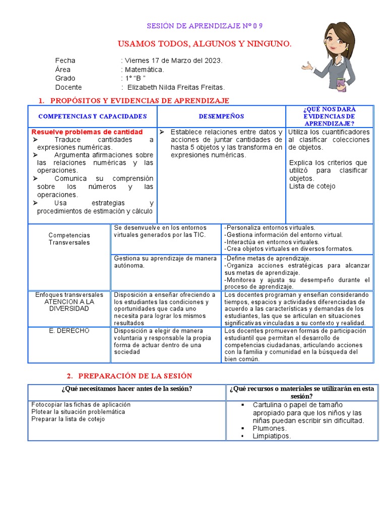 1° B Ses 9 Sem 1 Uda 1 Matematica 17-03-23 | PDF | Aprendizaje | Enseñando