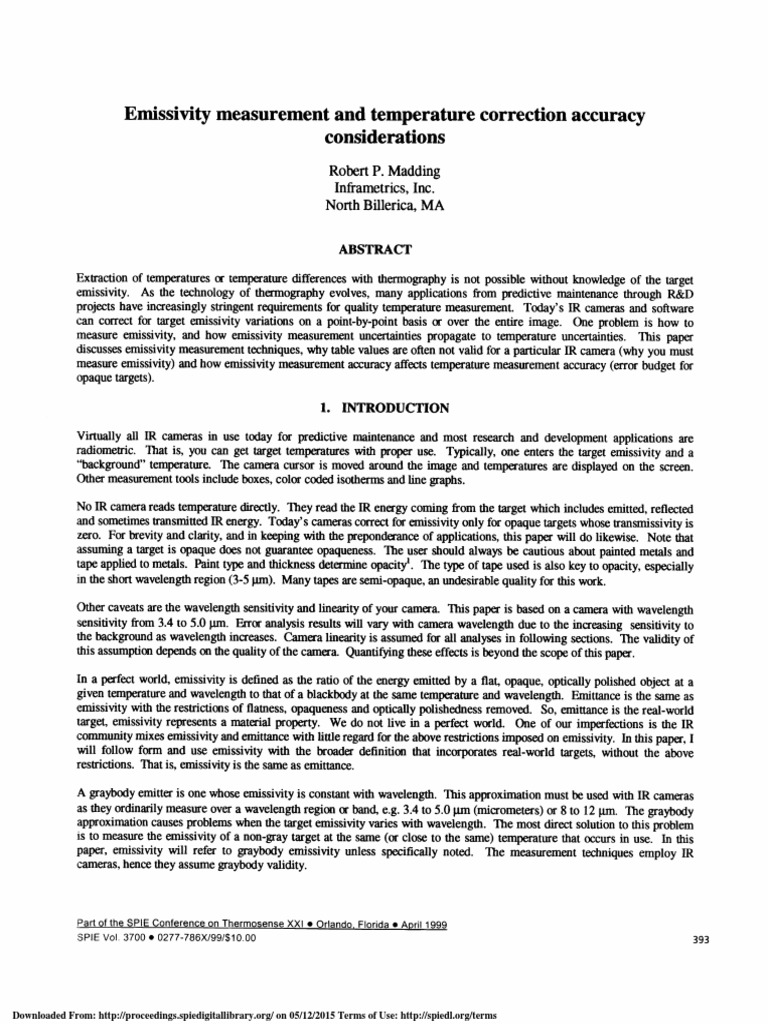 Emissivity Measurement and Temperature Correction Accuracy ...