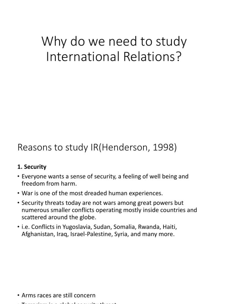 Importance of Studying International Relations | PDF