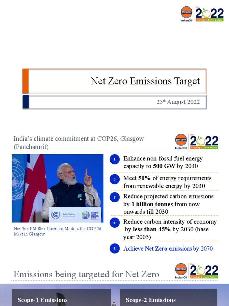 IndianOils Net Zero Target 25082022 | PDF | Climate Change Mitigation ...