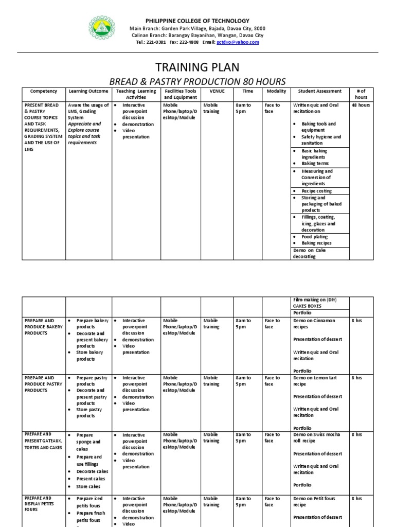 BPP Training-Plan | Download Free PDF | Cakes | Baking