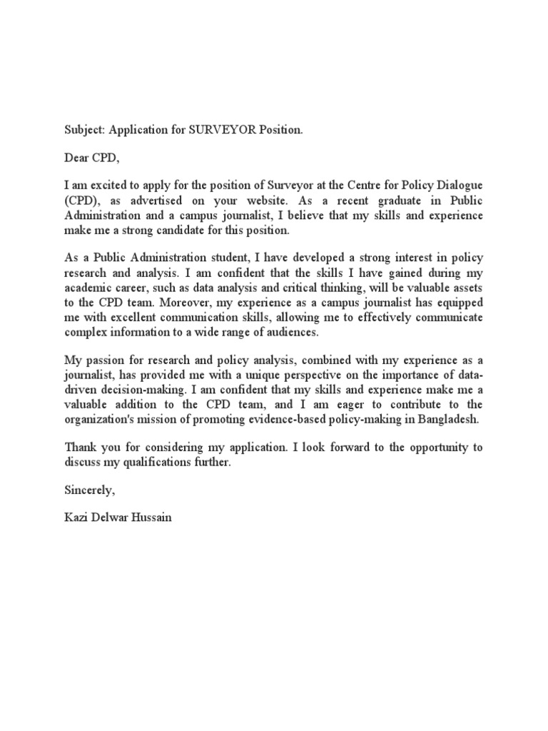 Cover Letter SURVEYOR | PDF