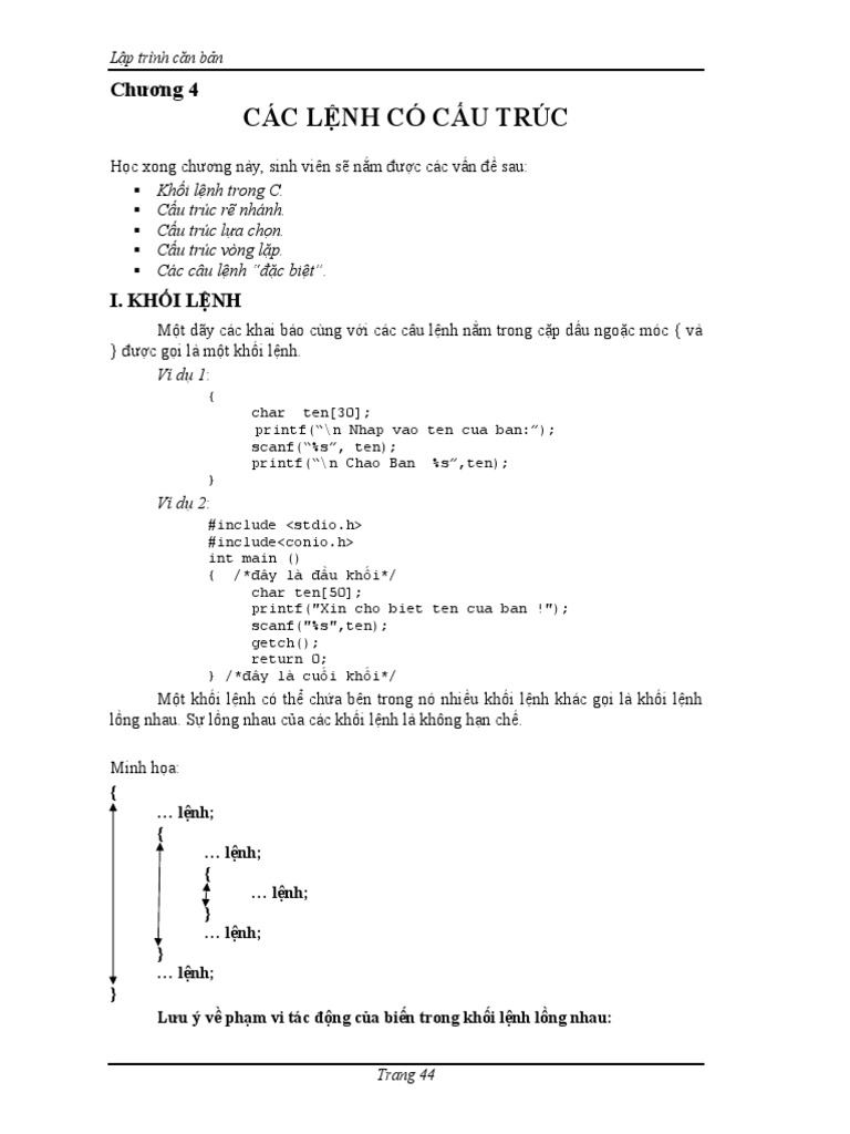 Phan 2 - Chuong 4 (Cac Lenh Co Cau Truc) | PDF