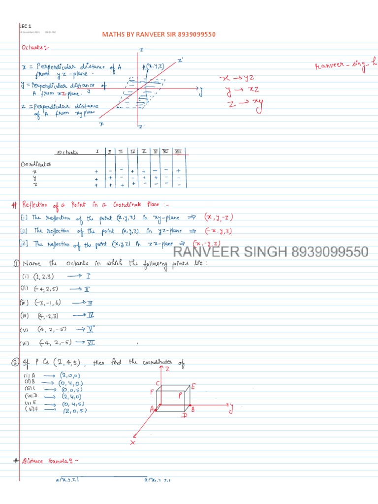 3D CLASS 11 (NOTES) - Watermark | PDF