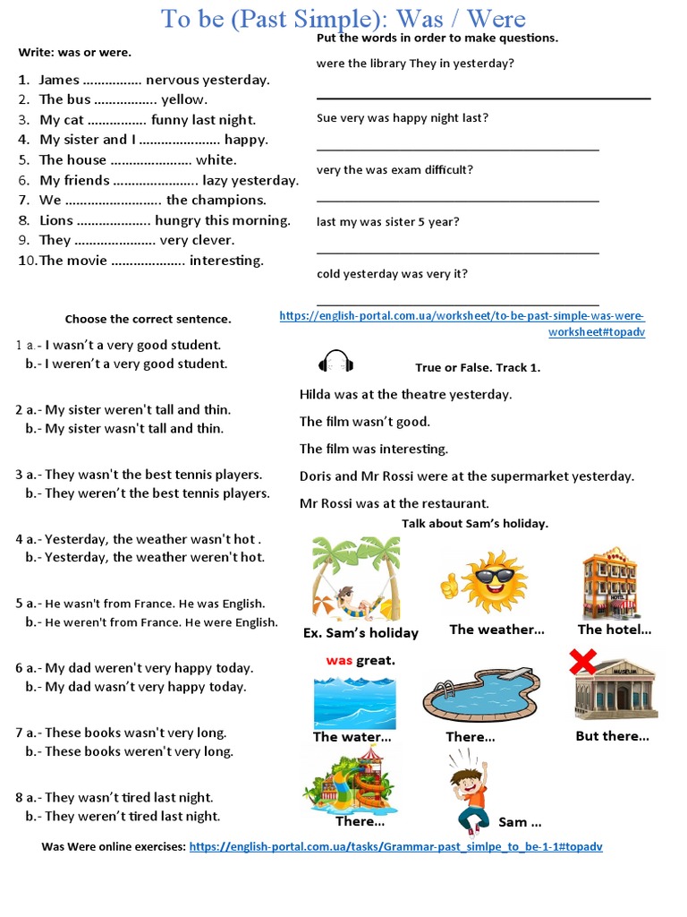 To Be Past Simple Waswere Grammar Drills 136869 | PDF