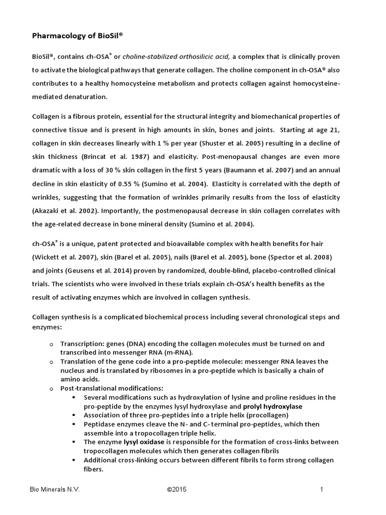 Pharmacology of BioSil - Compressed | PDF | Collagen | Proline