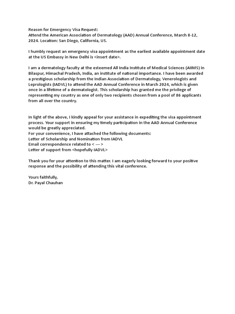 Reason For Emergency Visa Request | PDF