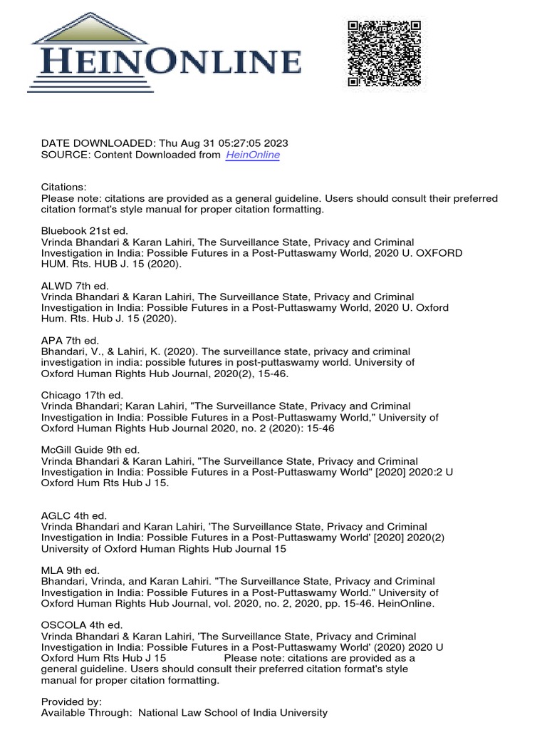 2020 UOxford Hum Rts Hub J15 | PDF | Privacy | Right To Privacy