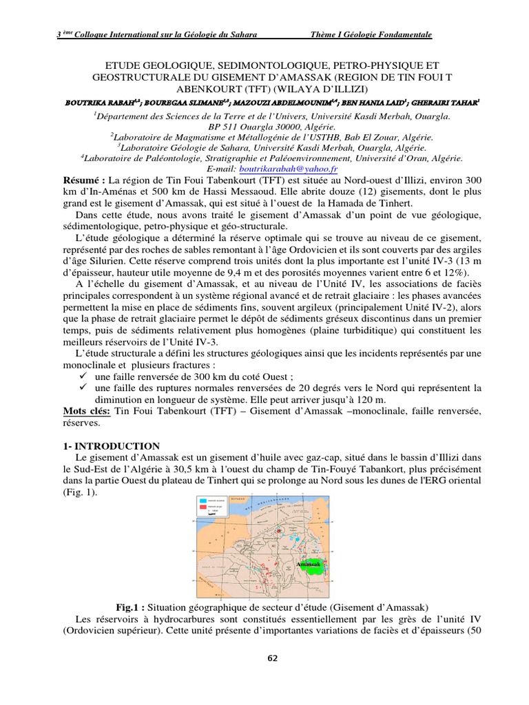 Étude géologique du gisement d'Amassak | PDF | Grès | Roche sédimentaire
