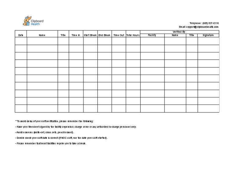 Clipboard Health Timesheet Instructions Pdf