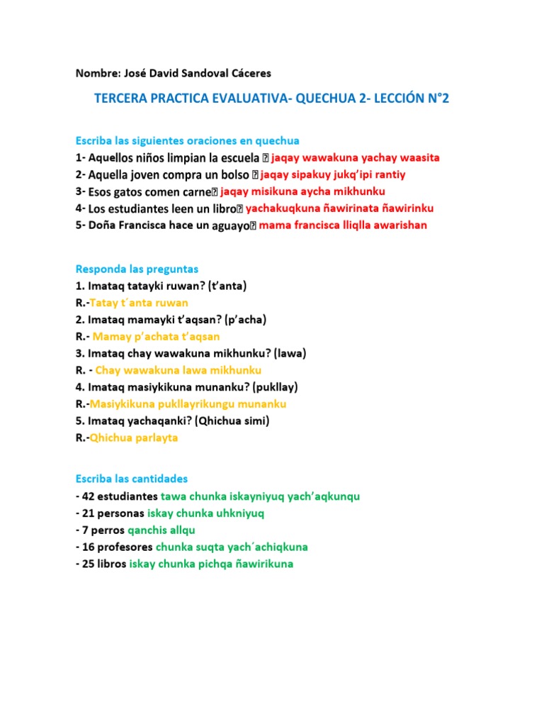 Quechua Ii Prac, 2 | PDF