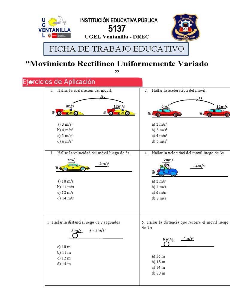 Ejercicios Mruv | PDF | Movimiento (física) | Mecánica