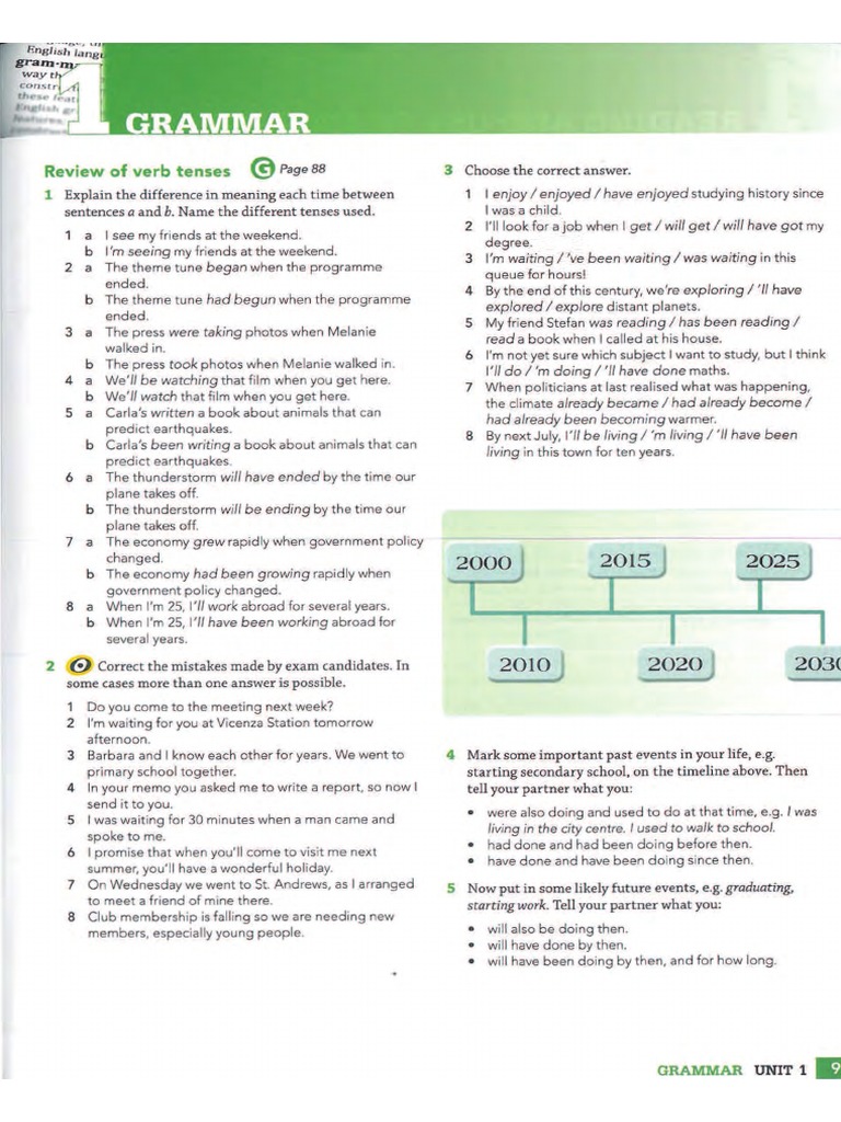 Cambridge Compact Advanced tenses review exercises | PDF