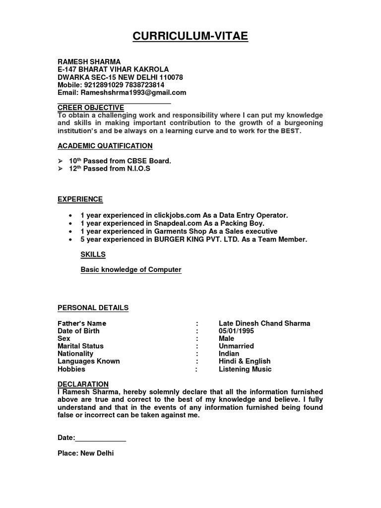 Ramesh Sharma's Professional CV | PDF