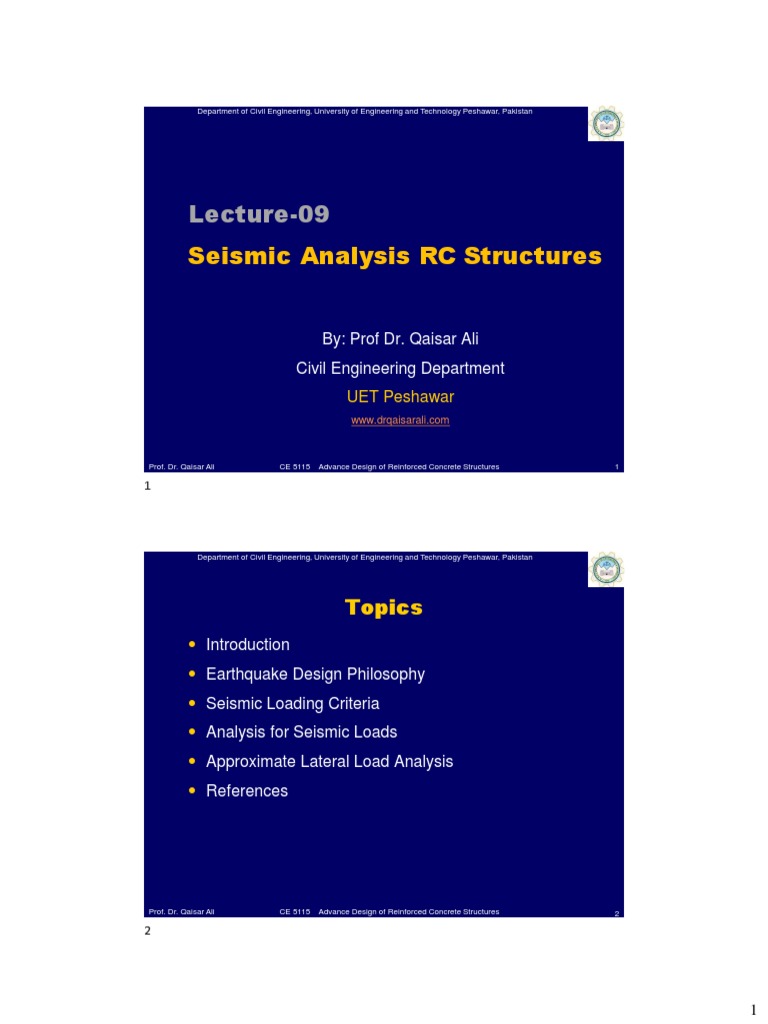 Lecture 09 Introduction To Earthquake Resistant Design of RC Structures Part I | Download Free ...