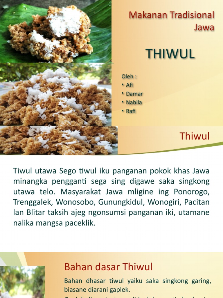 Presentasi Thiwul | PDF | Memasak, Makanan, & Anggur