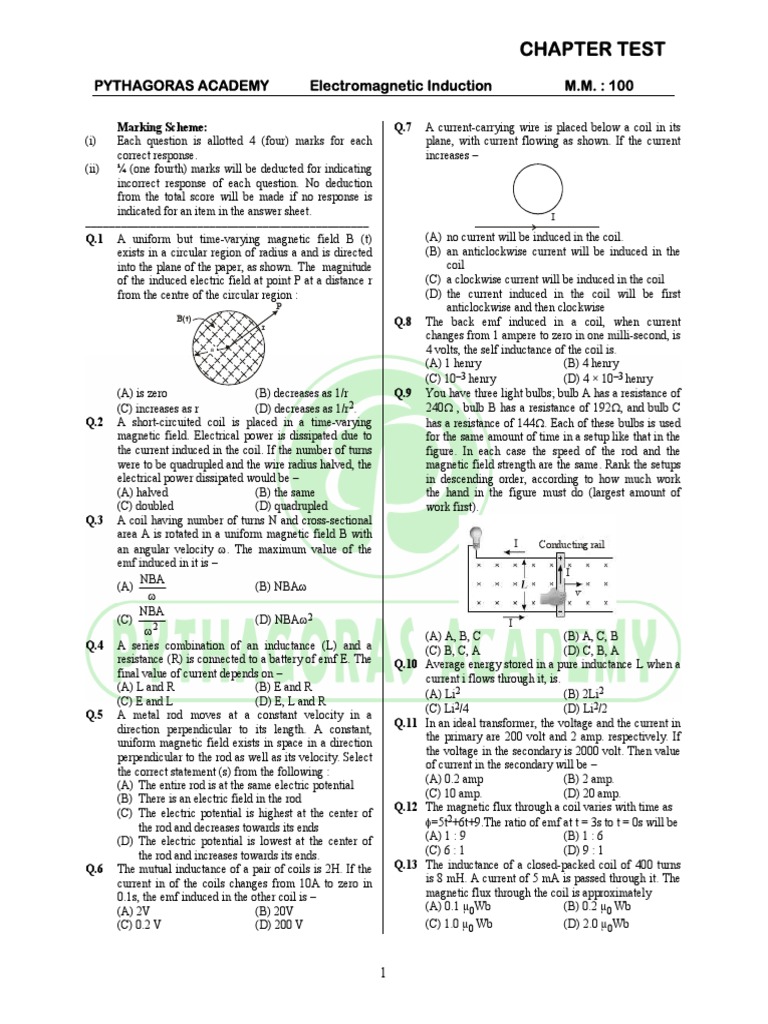 Emi Jee Exam | PDF | Inductor | Inductance