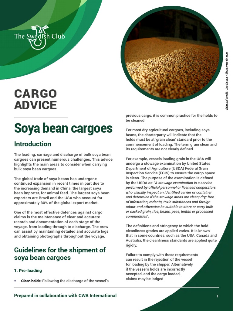 Cargo Advice - Soya Beans | PDF | Cargo | Water