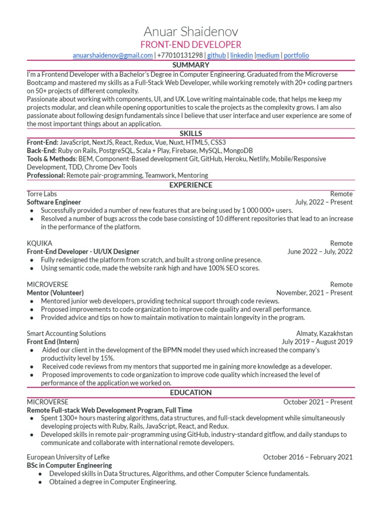 9822218c523b Anuar Resume | Download Free PDF | Software Development | Software Industry