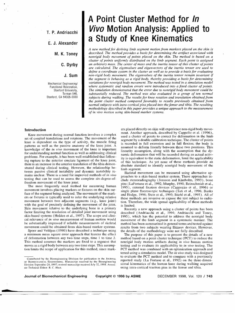 Andriacchi 1998 PCT | PDF | Cartesian Coordinate System | Eigenvalues ...