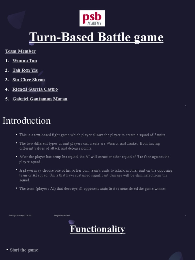 Turn-Base Game Presentation | PDF | Gaming | Game Design