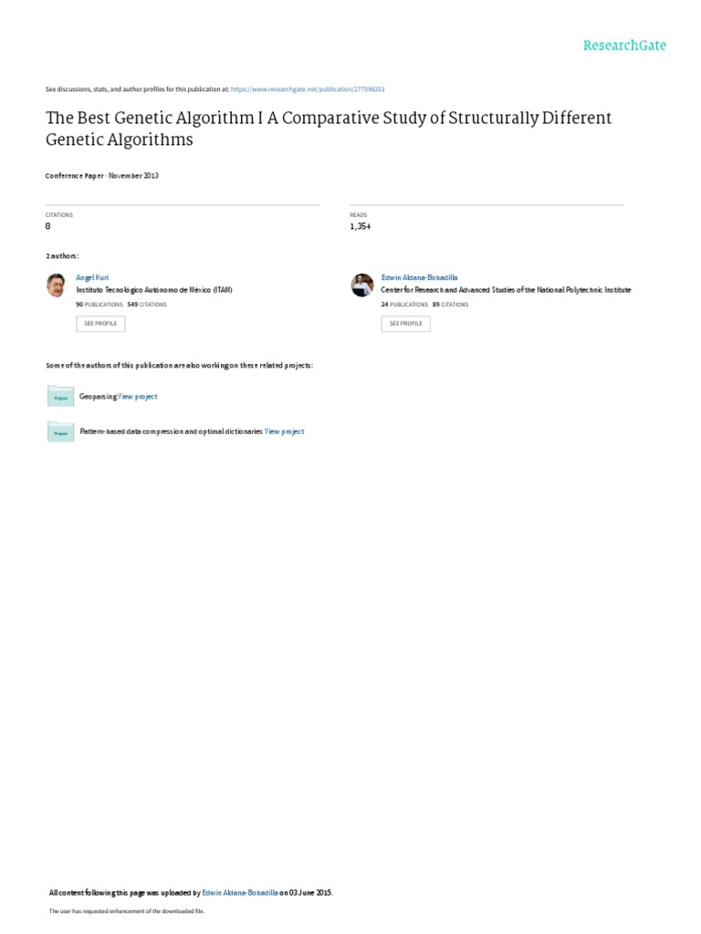 The Best Genetic Algorithm I A Comparative Study of Structurally Different Genetic Algorithms | PDF