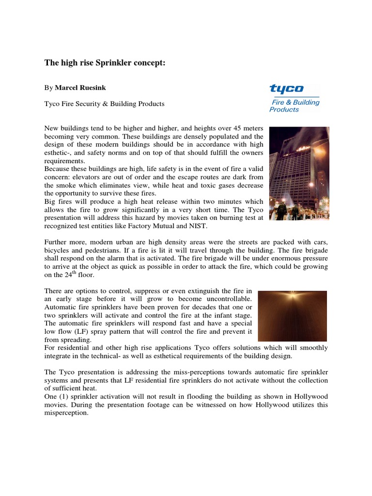 x103 2 2 The High Rise Sprinkler Concept - TYCO | PDF | Fire Sprinkler ...