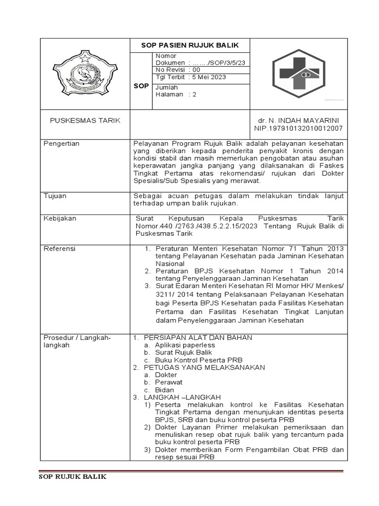 Sop Rujuk Balik | PDF